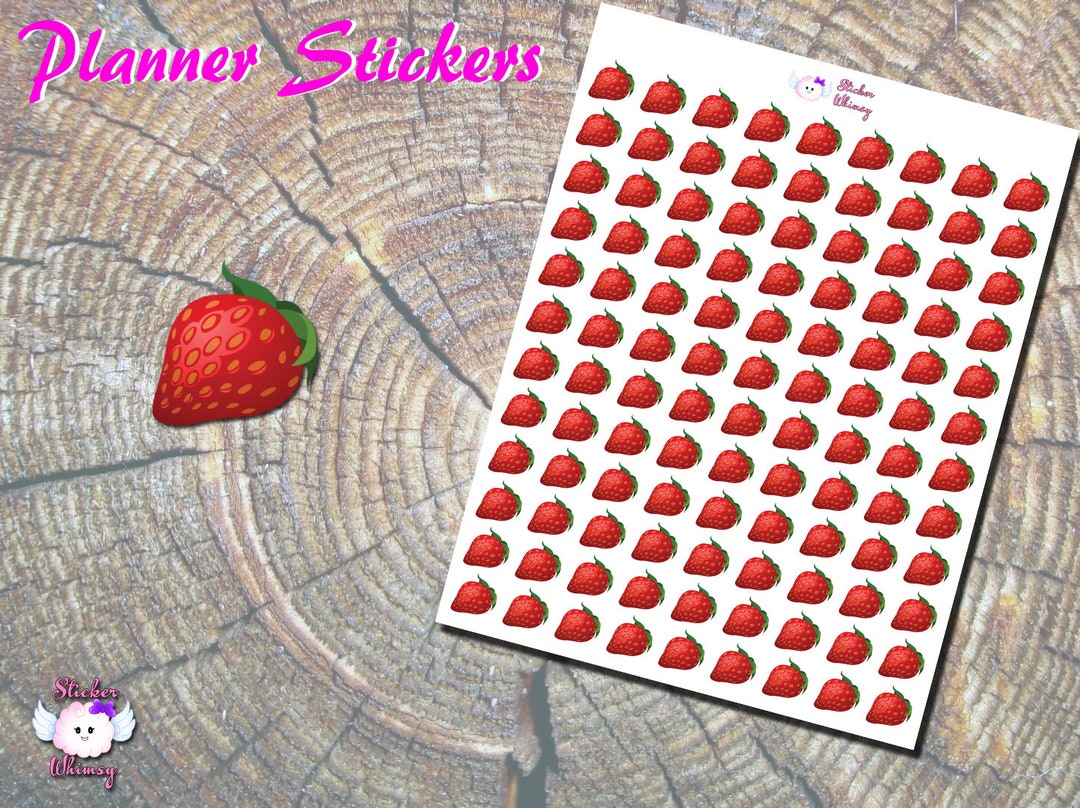 Strawberry Planner Stickers, Printed Stickers, Fruit Stickers, Food ...