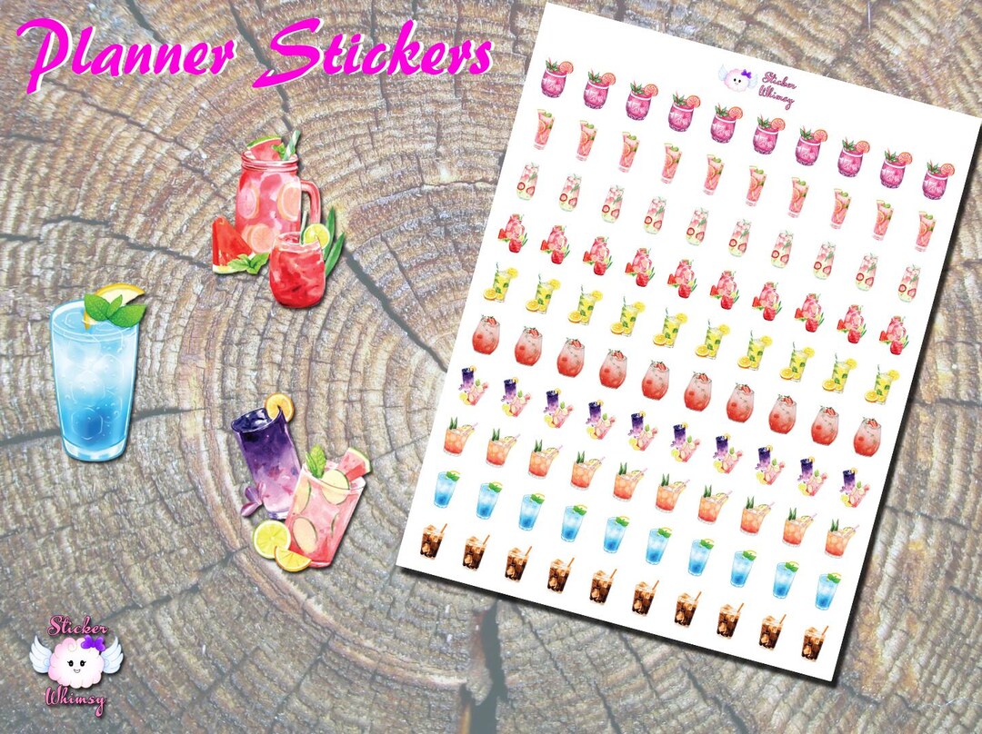 Summer Drink Planner Stickers: Tropical Fruit Lemonade Stickers - Etsy