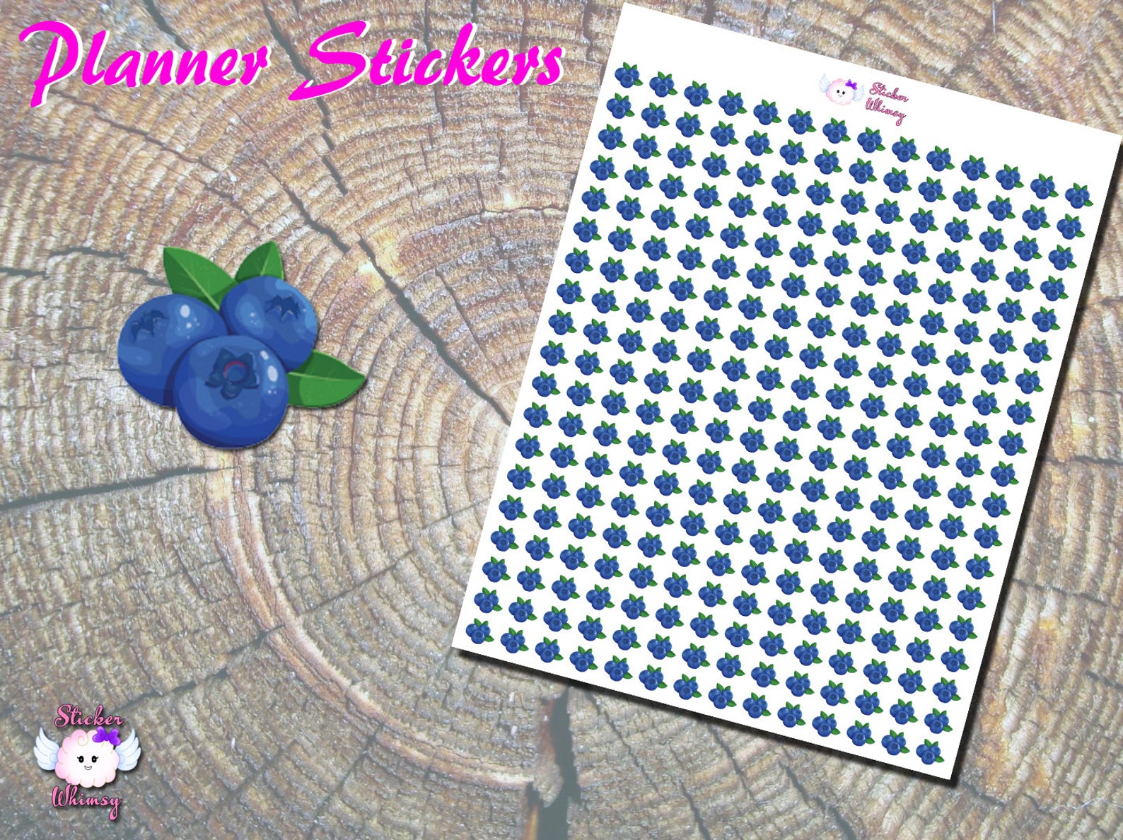 Blueberry Planner Stickers: Kawaii Fruit Stickers - Etsy