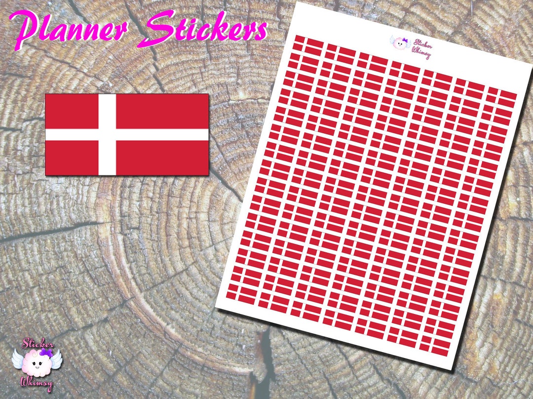 Denmark Flag Planner Stickers, Printed Stickers, European Flag Stickers ...
