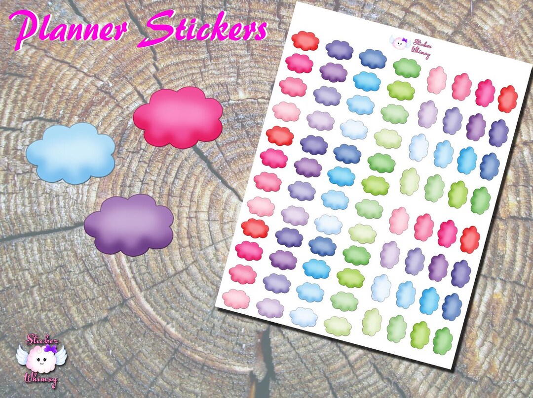 Puffy Colorful Cloud Planner Stickers, Printed Stickers, Cute Stickers ...