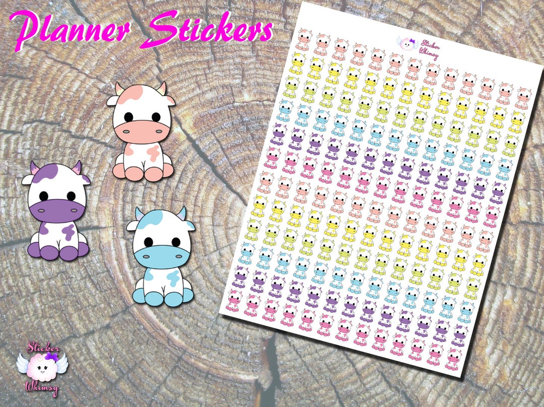 Cute Cartoon Cow Stickers, Printed Stickers, Animal Stickers, Colorful ...