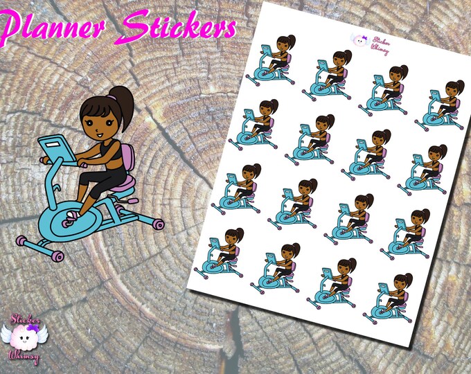 Dark Hair Girl on Treadmill Planner Stickers Printed - Etsy