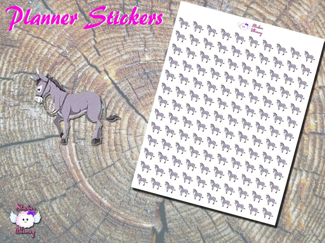 Cute Gray Donkey Planner Stickers, Printed Stickers, Animal Stickers ...