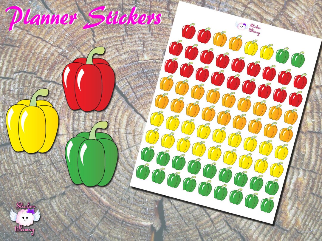 Bell Pepper Planner Stickers: Vegan Vegetable Food Stickers - Etsy
