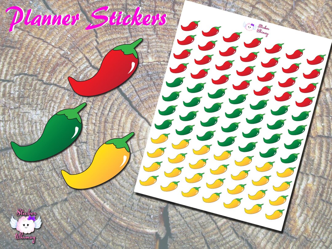 Chili Pepper Planner Stickers: Red, Yellow, Green Vegetable Stickers - Etsy