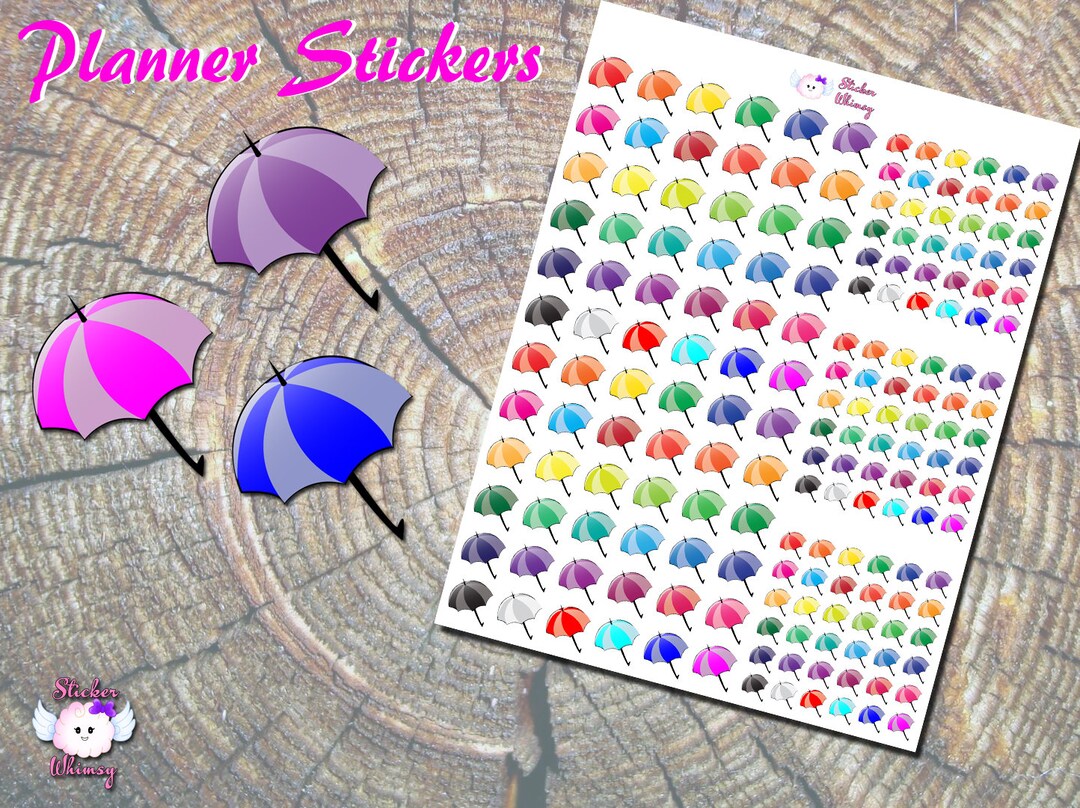Umbrella Planner Stickers: Colorful Reminder Decals - Etsy