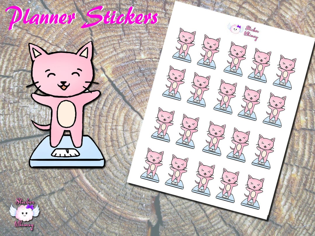 Pinky the Cat Weight Loss Planner Stickers, Printed Stickers, Success ...