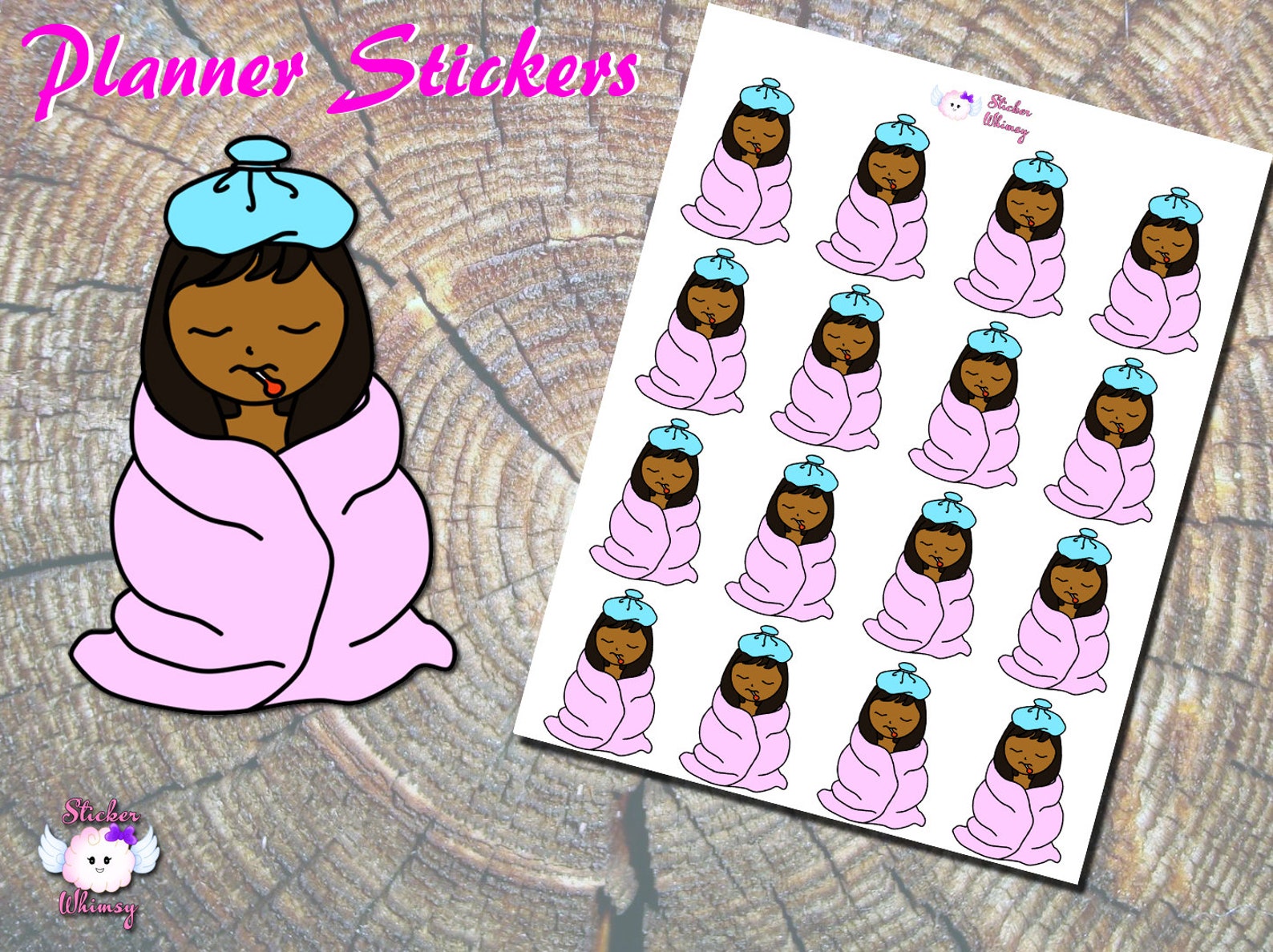 Black Girl Sick Day Planner Stickers Printed Stickers Cold | Etsy