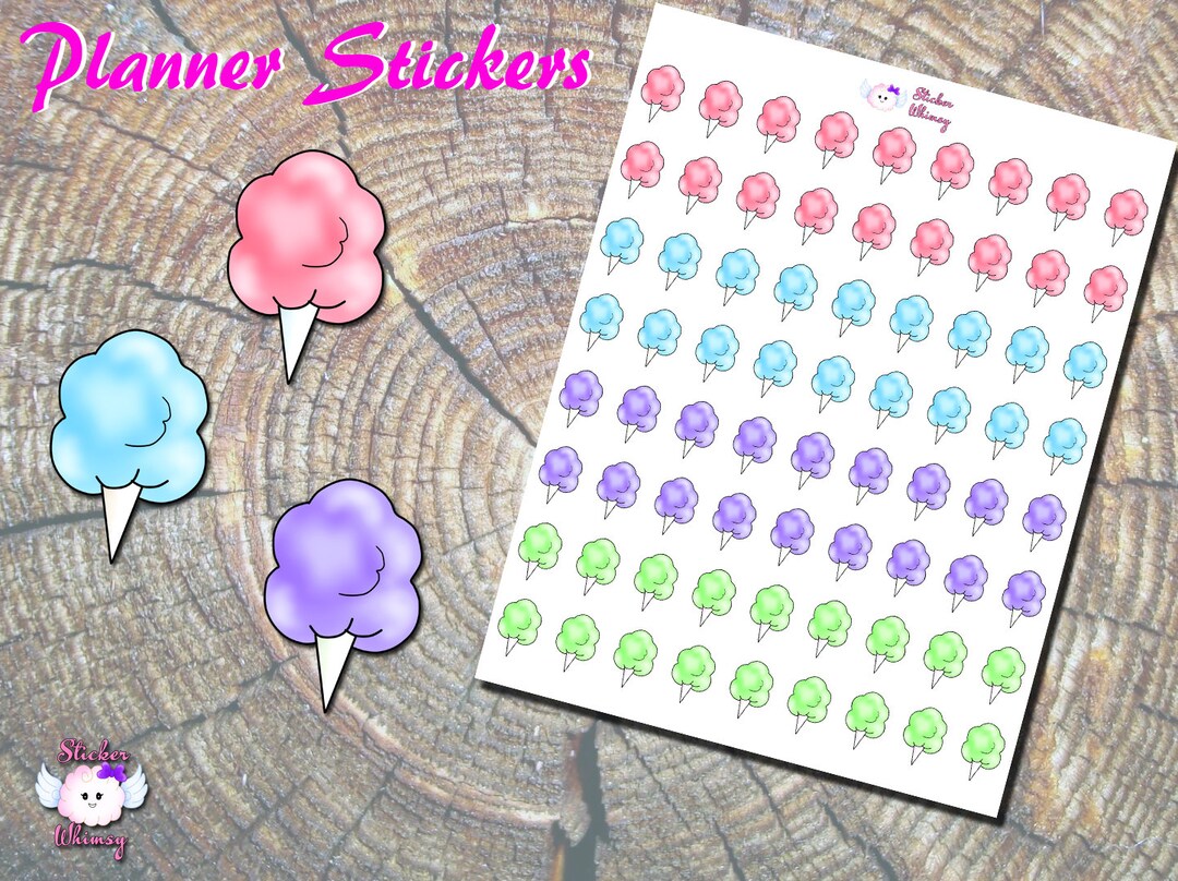 Cotton Candy Planner Stickers, Colorful Fair Treat Sheet, Erin Condren ...