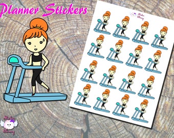Dark Hair Girl on Treadmill Planner Stickers Printed - Etsy