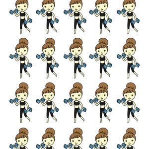 Brunette Girl Work Out Planner Stickers, Printed Stickers, Exercise ...