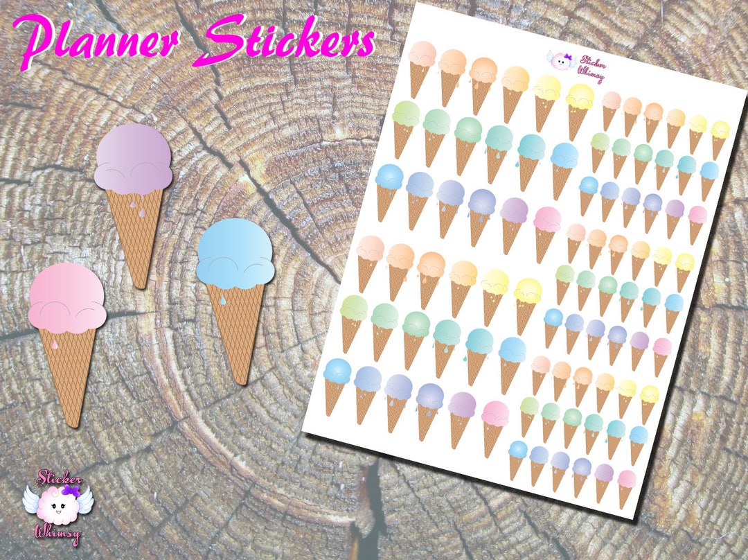Ice Cream Cone Planner Stickers: Colorful Summer Stickers - Etsy