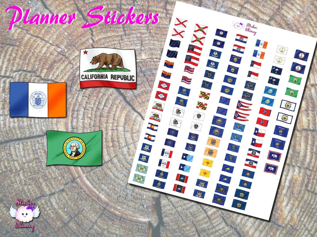 USA State Flag Planner Stickers: 106 Matte Stickers - Etsy