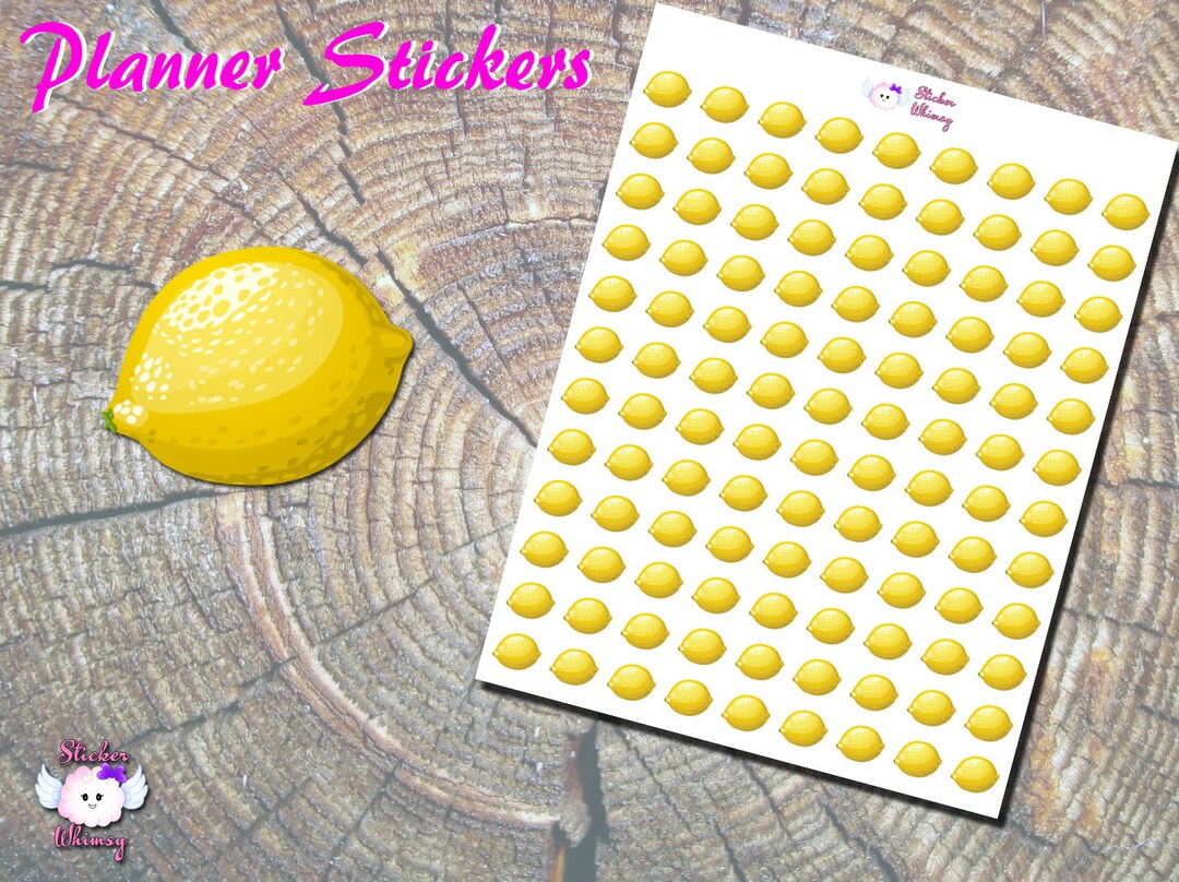 Yellow Lemon Planner Stickers, Matte Fruit Food Stickers - Etsy