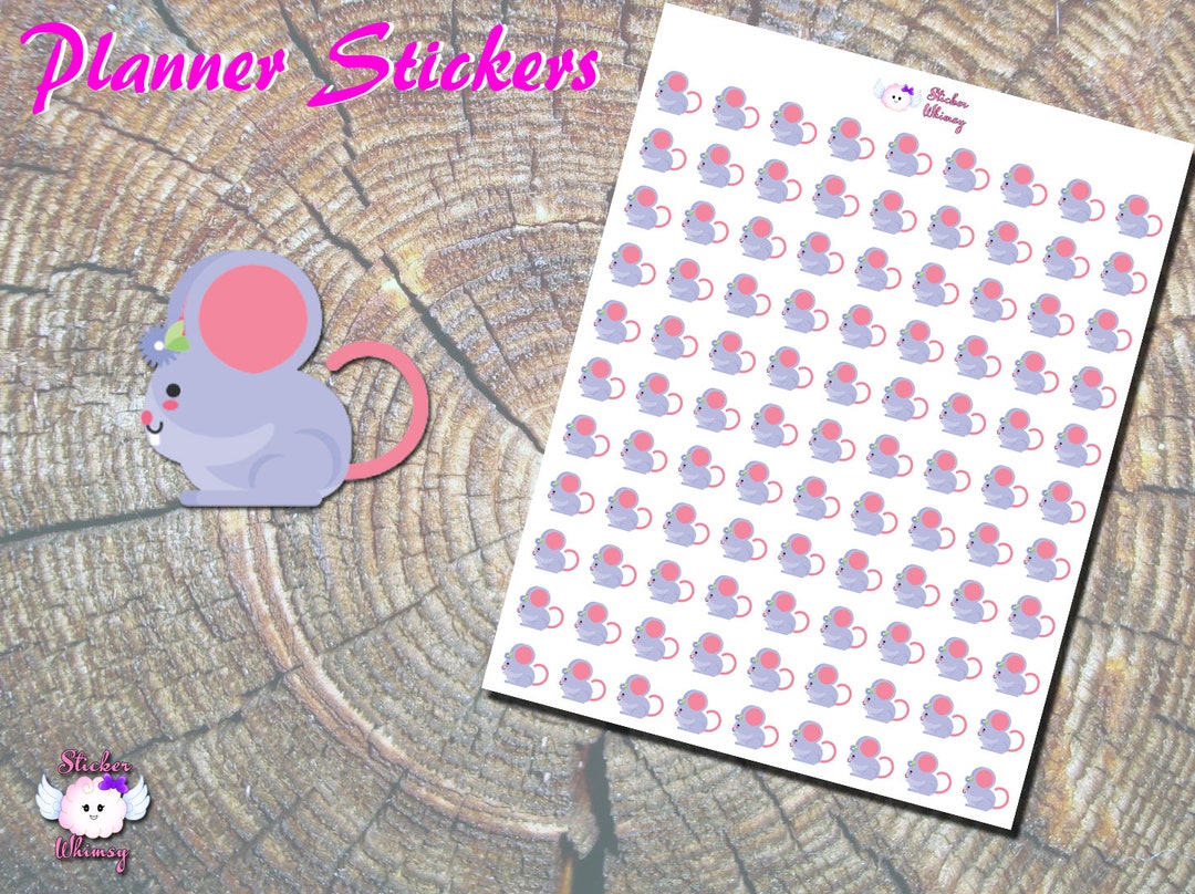 Cute Spring Mouse Stickers, Printed Stickers, Animal Stickers, Mammal ...