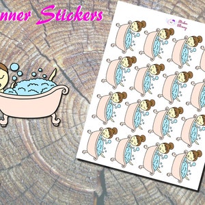 Brunette Girl Bath Time Planner Stickers, Printed Stickers, Bubble Bath ...