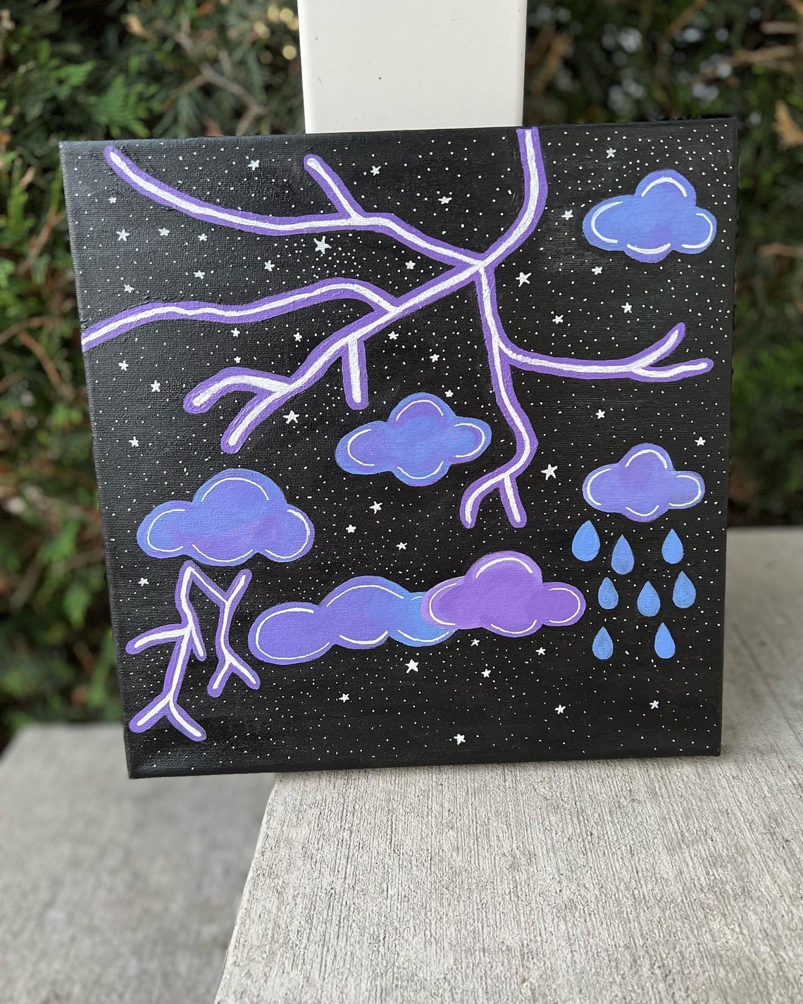 Lightning Storm Painting, Neon, Art, Lightning Bolt - Etsy