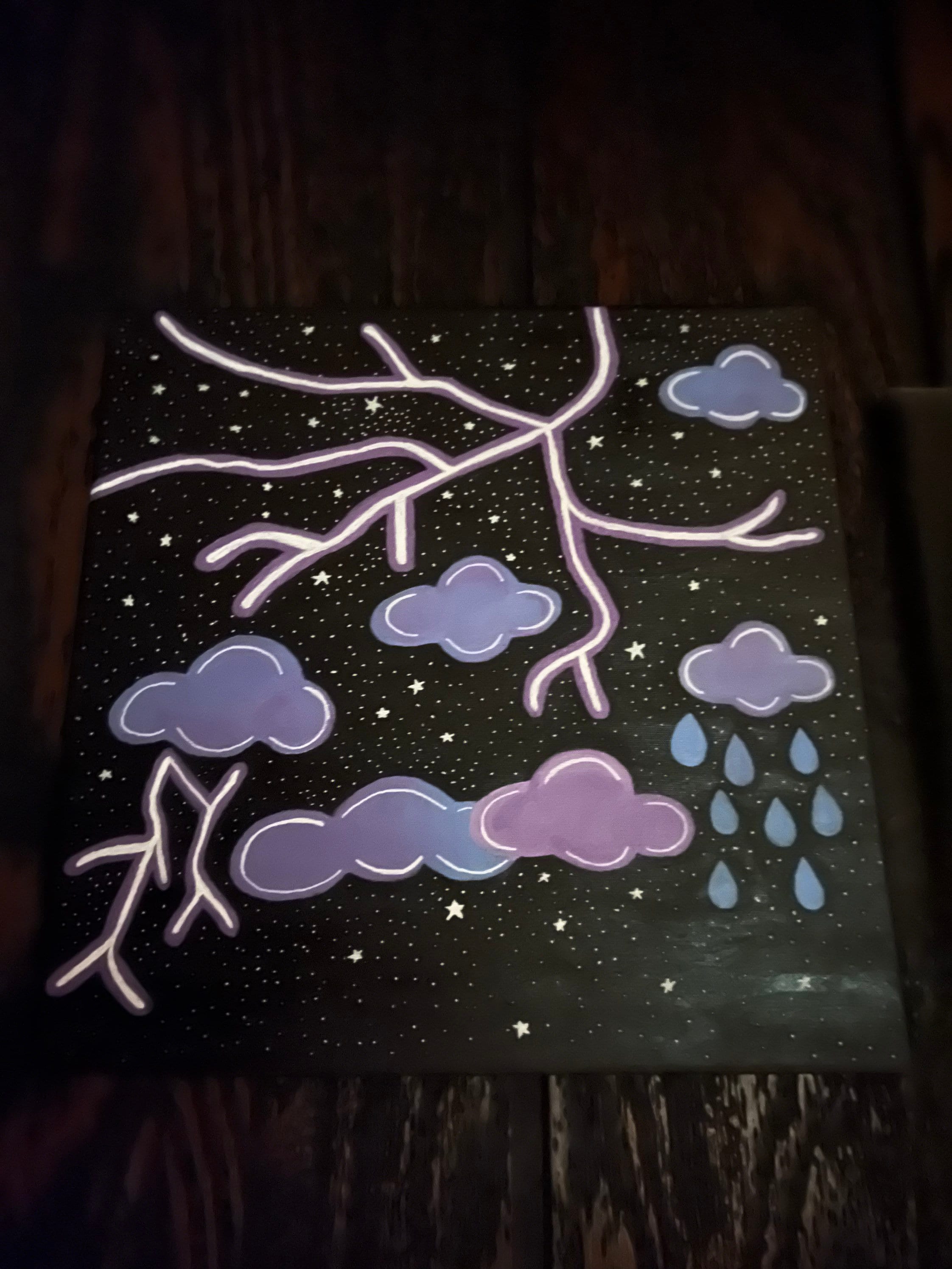 Lightning Storm Painting, Neon, Art, Lightning Bolt - Etsy