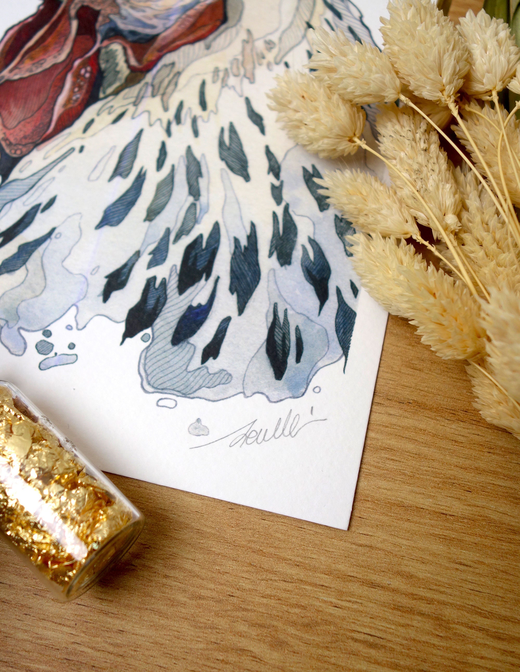 A5 PRINT Signed by Hand "rooster", Giclée Print, Fine Art, Nature ...