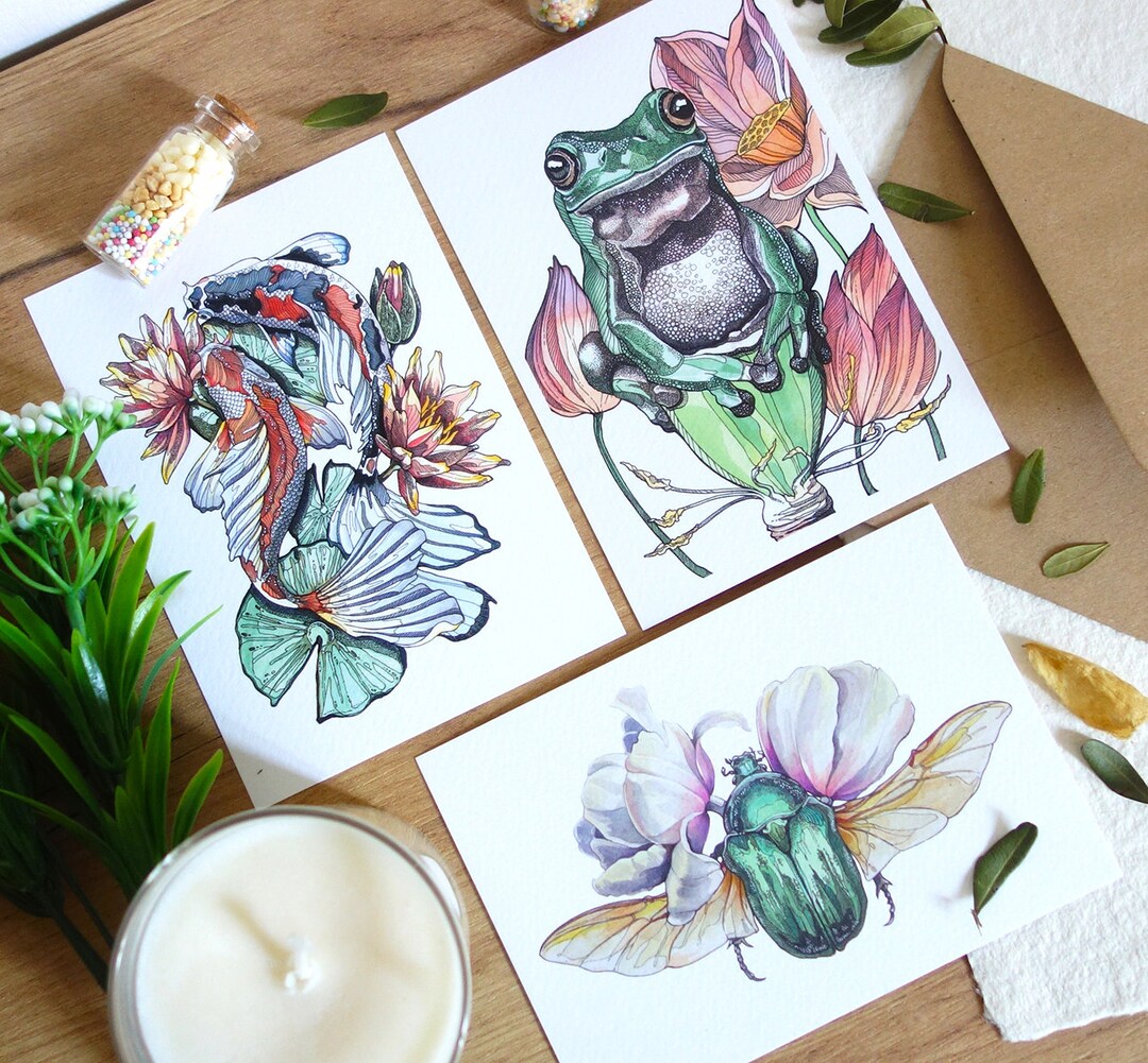 MINI PRINTS Set of 3 Pieces. Animal Art, Giclée Print, Home Decor ...