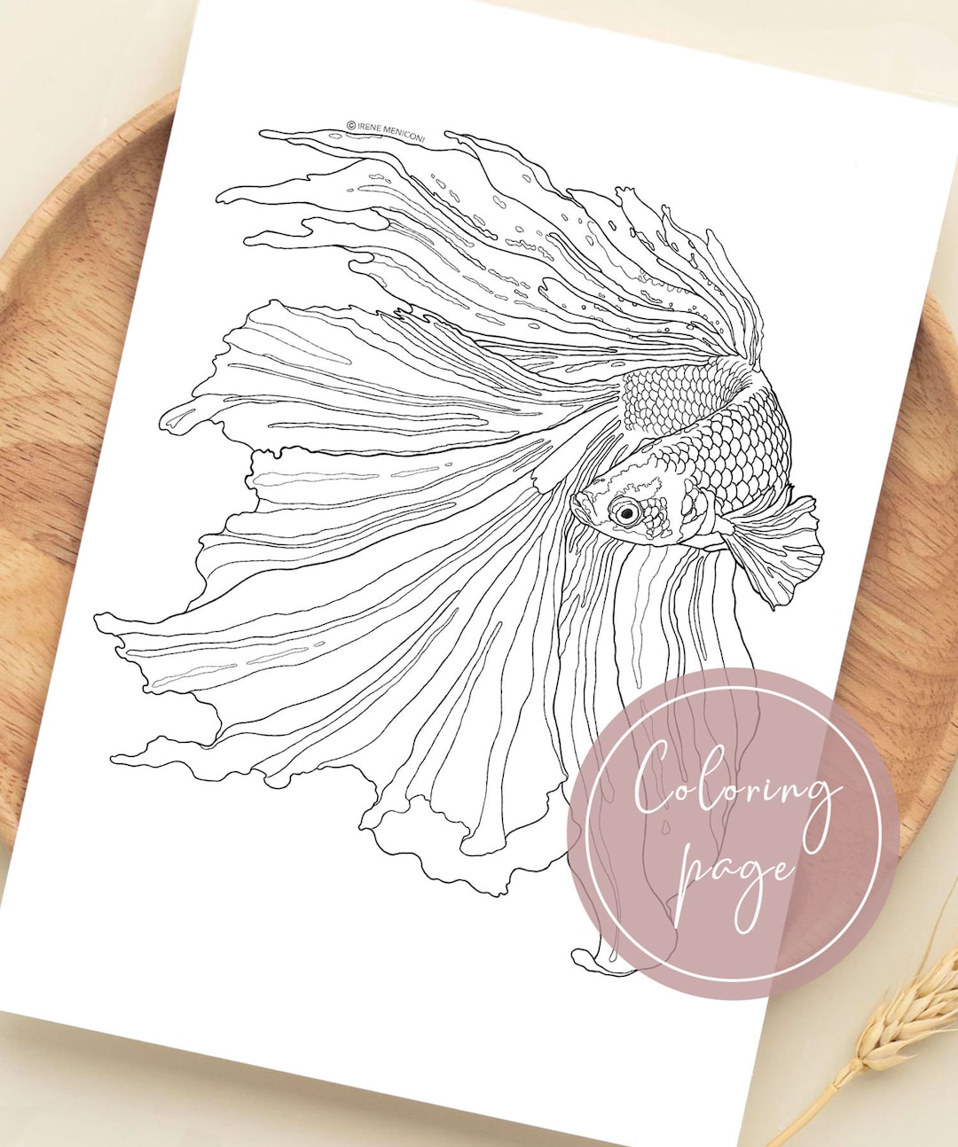 COLORING PAGE "siamese Fighting Fish" , Betta Fish, Downloadable ...