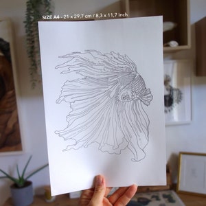 COLORING PAGE "siamese Fighting Fish" , Betta Fish, Downloadable ...