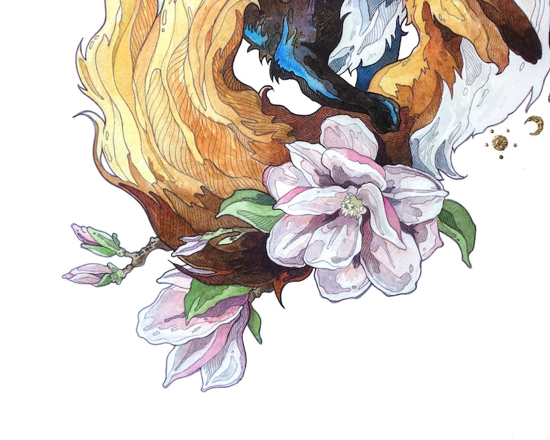 PRINT Limited Edition Ren'art Foxes and Flowers Giclée - Etsy