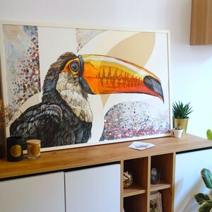 ORIGINAL ARTWORK Toucan , Animal Art, Exotic Bird, Paper Collage ...