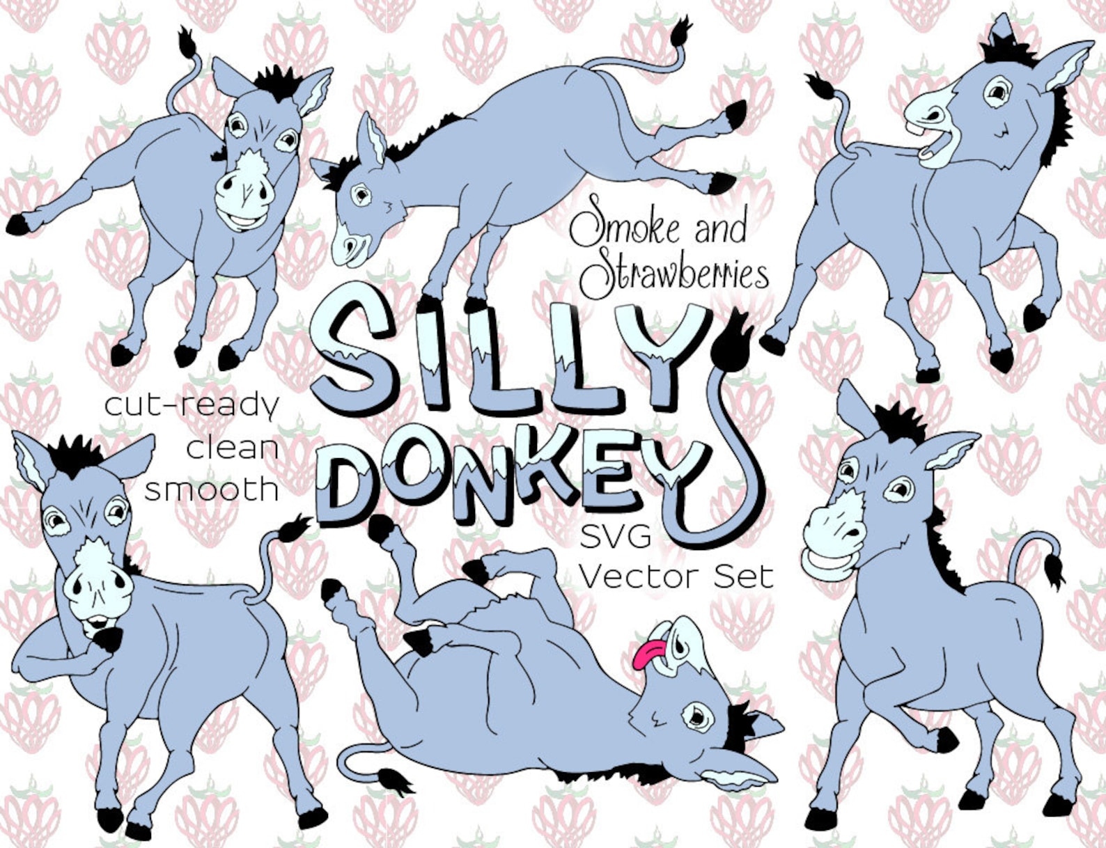 Silly Donkey SVG File Set Tshirt Handdrawn Design Farm Mule | Etsy