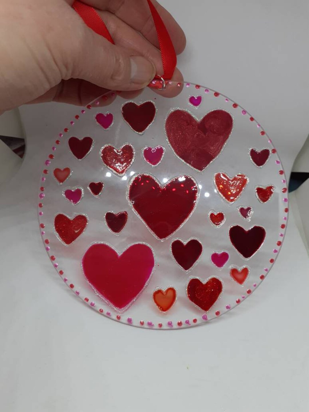 Painted Glass Heart Suncatcher, Anniversary Gift - Etsy