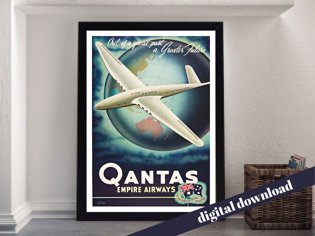 Vintage QANTAS Empire Airways Poster - Digital Printable A3 Download ...