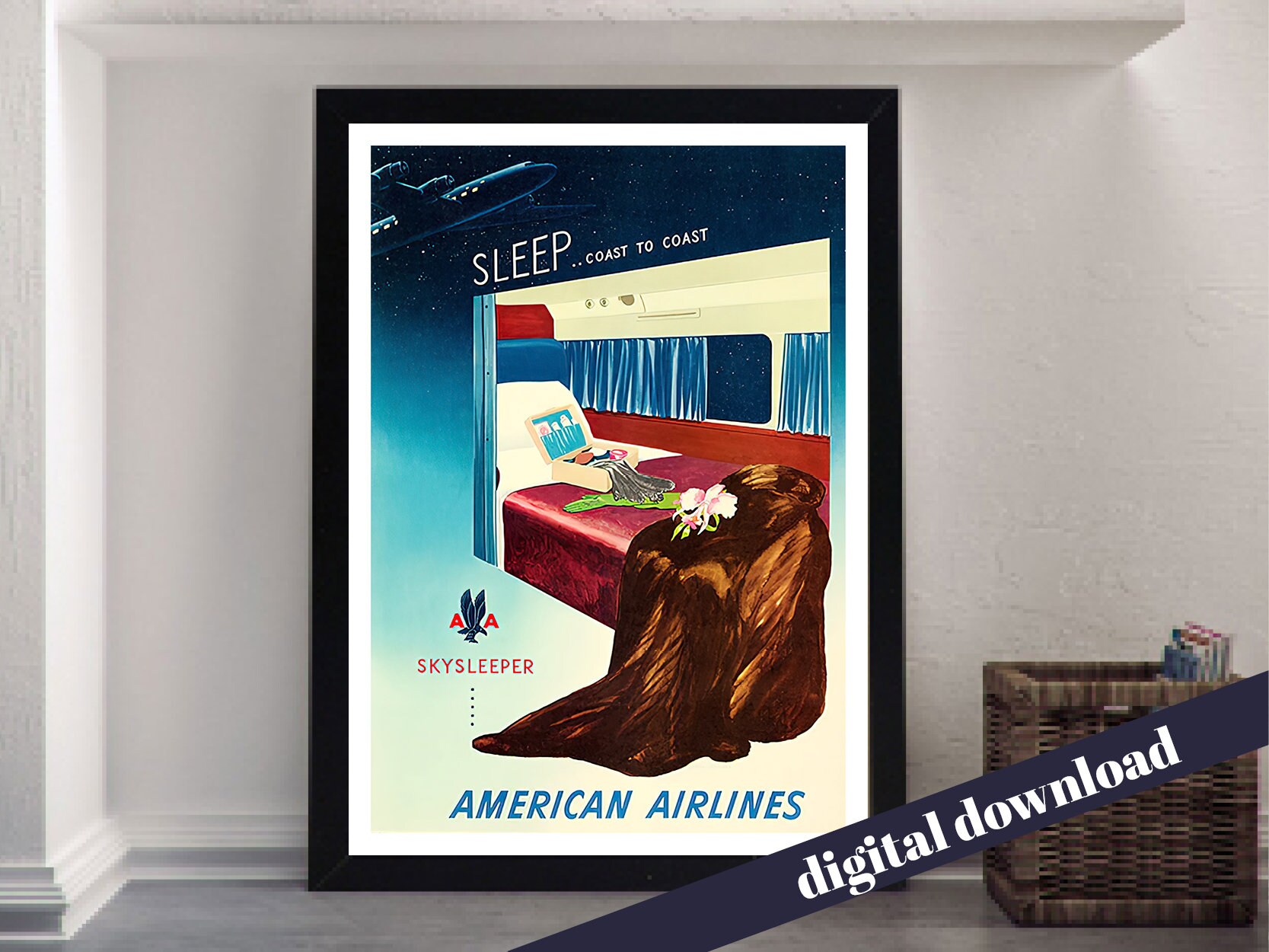 American Airlines SKYSLEEPER Airline Travel Poster - Digital Printable ...