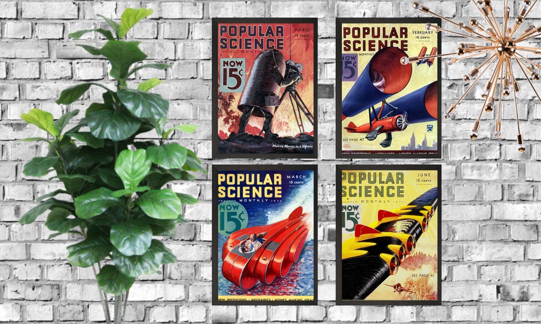 Set of 4 Popular Science Retro Tech Magazine Cover Downloadable Prints ...