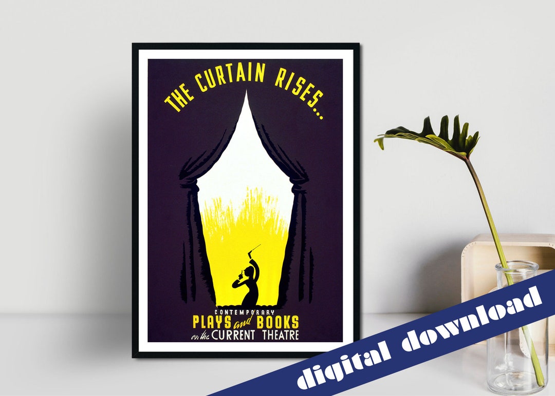 The Curtain Rises Plays & Books Vintage Opera Orchestra Poster ...