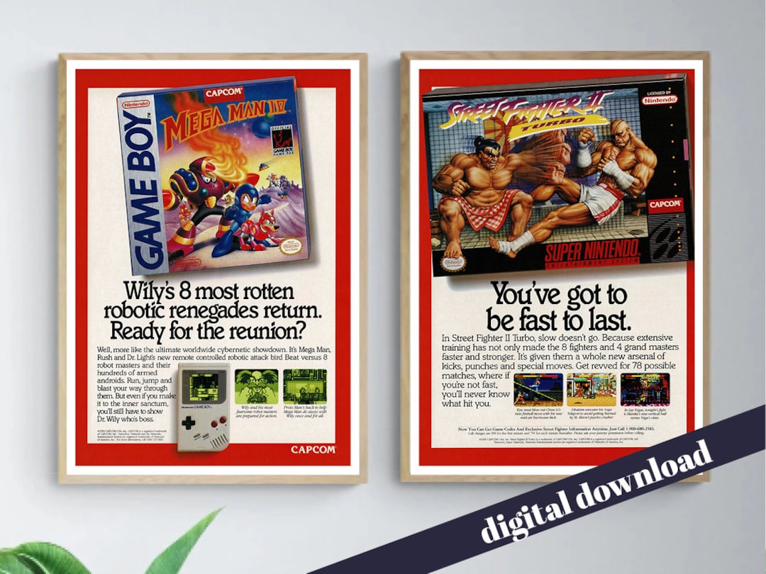 Pair 90s CAPCOM Video Game Advert Poster - Digital Download - Retro ...
