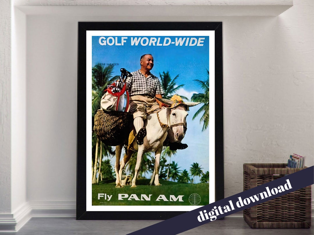 GOLF WORLD-WIDE Fly Pan Am Pan American World Airways Vintage Poster - Digital Download ...
