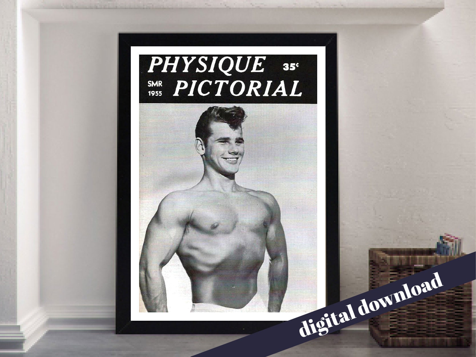 Pair PHYSIQUE PICTORIAL Vintage Male Physique Magazine Cover Posters ...