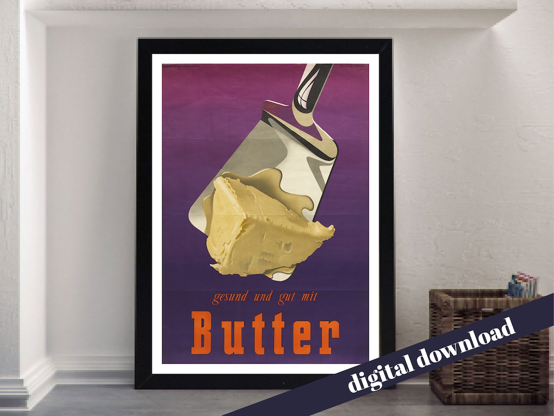 BUTTER Vintage Donald Brun Advert Poster - Printable Download - Mid ...