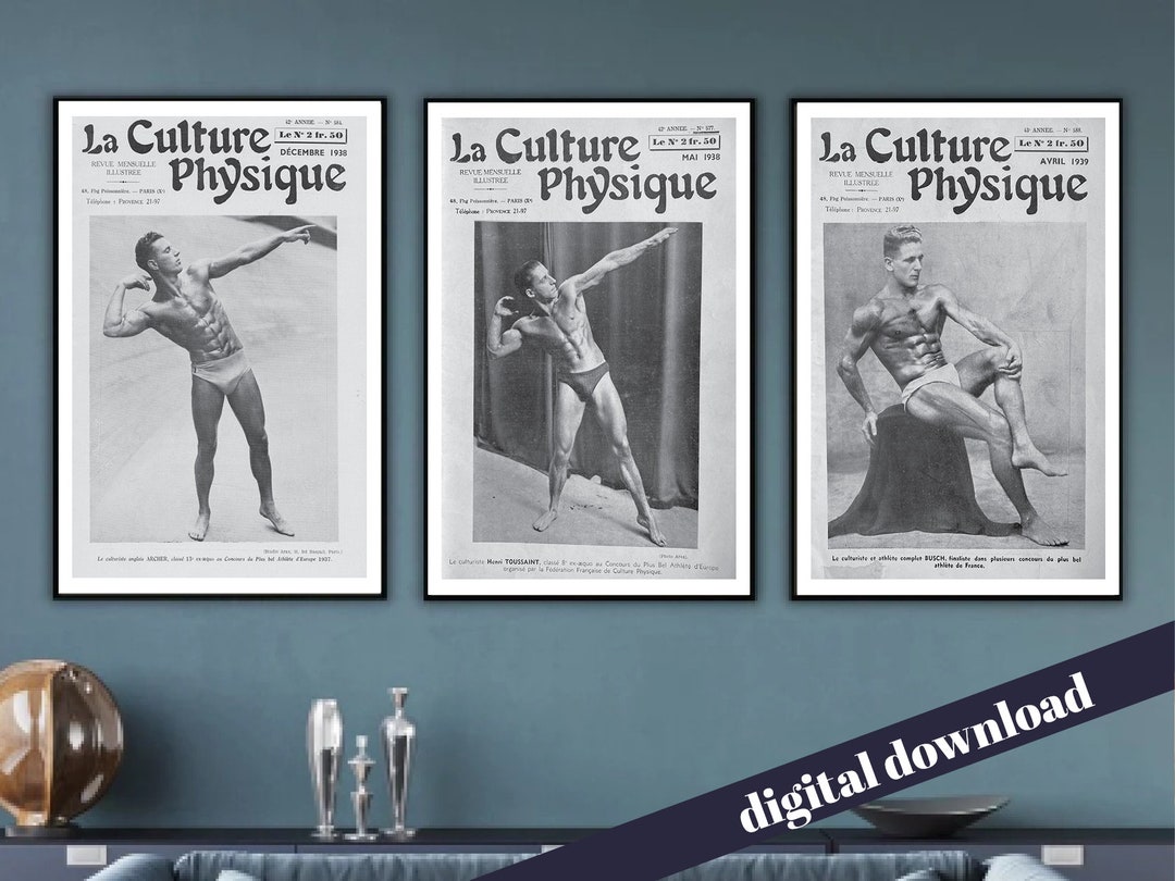 Set of 3 La Culture Physique Vintage Physique Muscle Magazine Posters ...