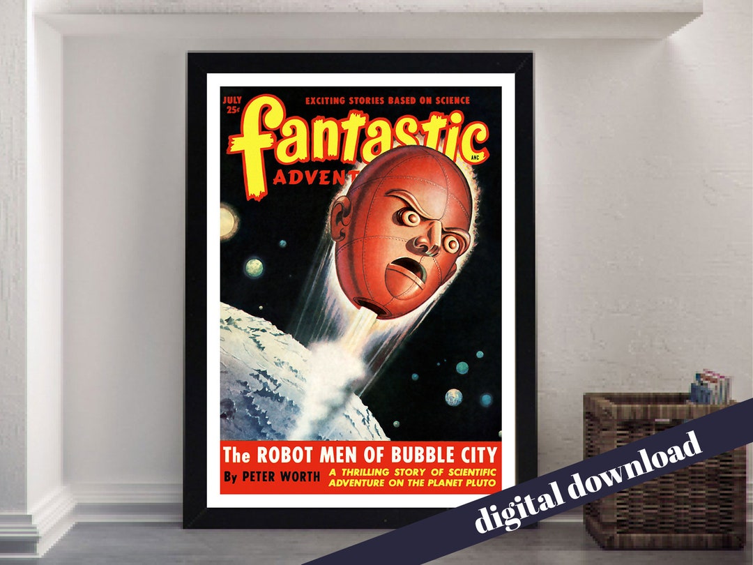 FANTASTIC ADVENTURE Vintage Scifi Pulp Magazine Poster - Digital ...