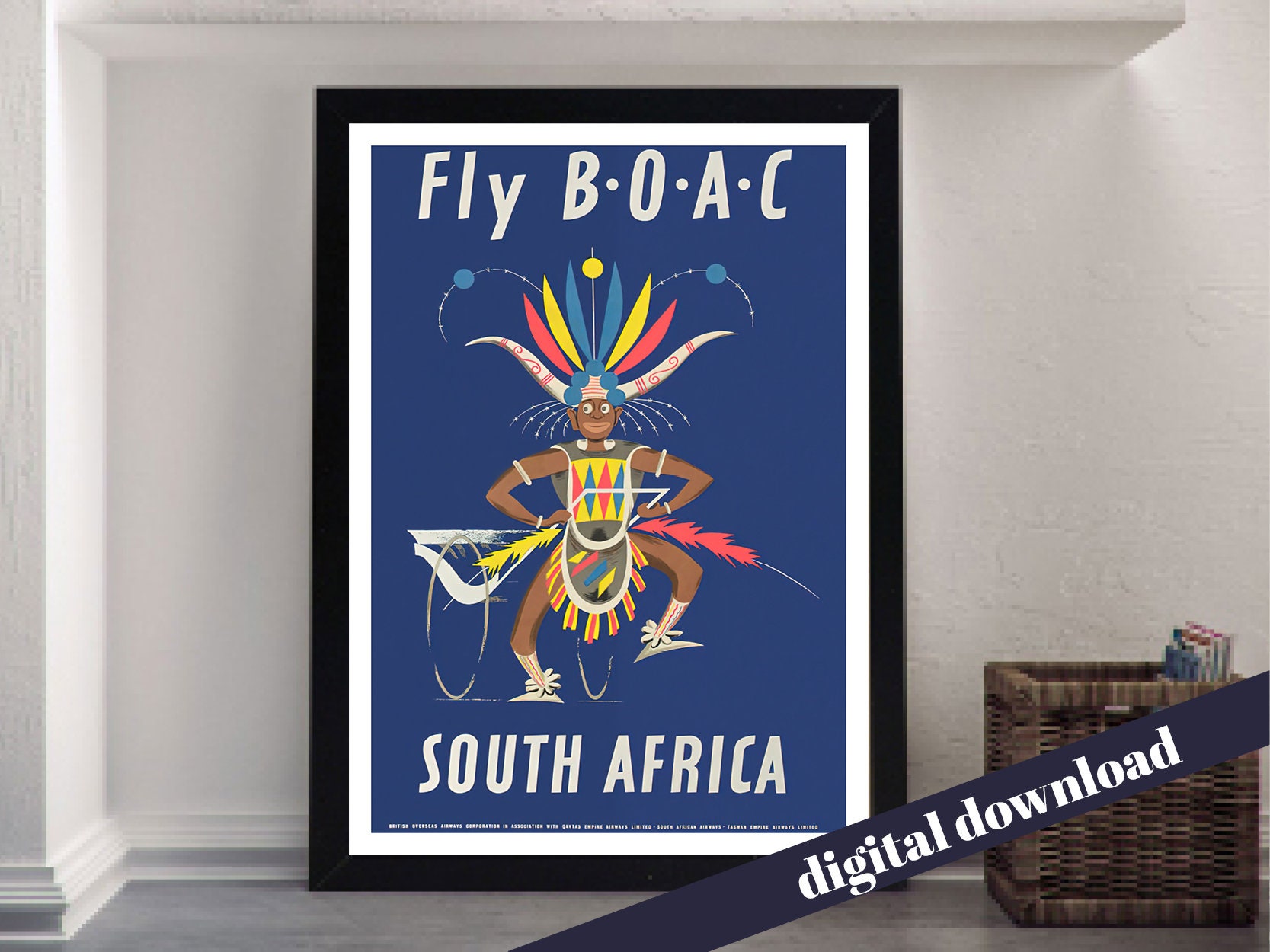SOUTH AFRICA Fly BOAC Poster Printable Download Printable Art Vintage ...