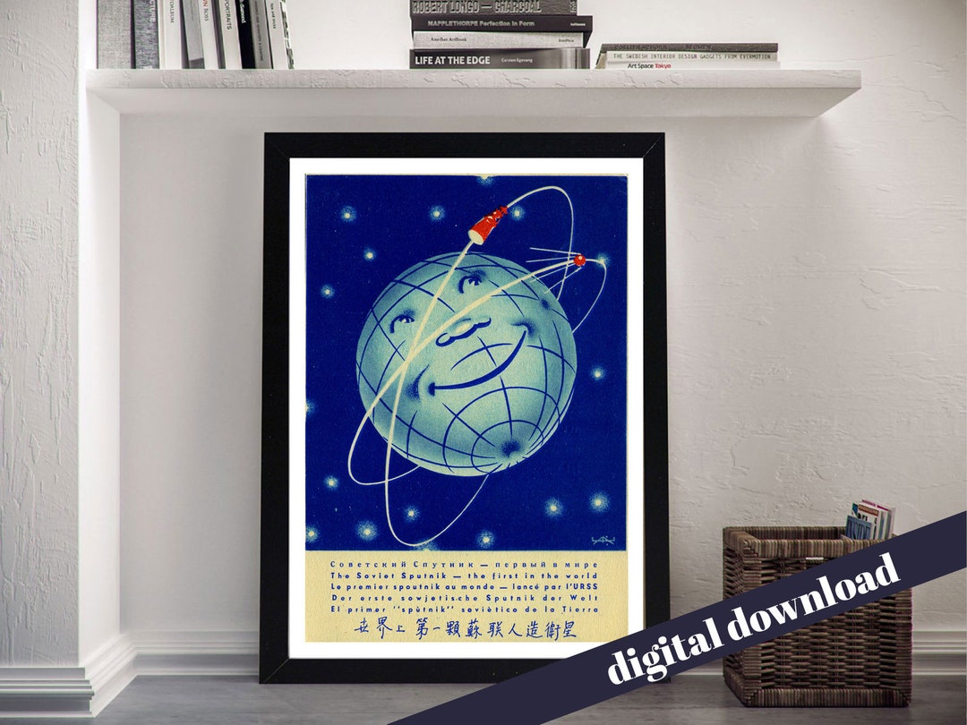 The Soviet Sputnik Poster 1957 - Digital Printable A3 Download - Retro ...