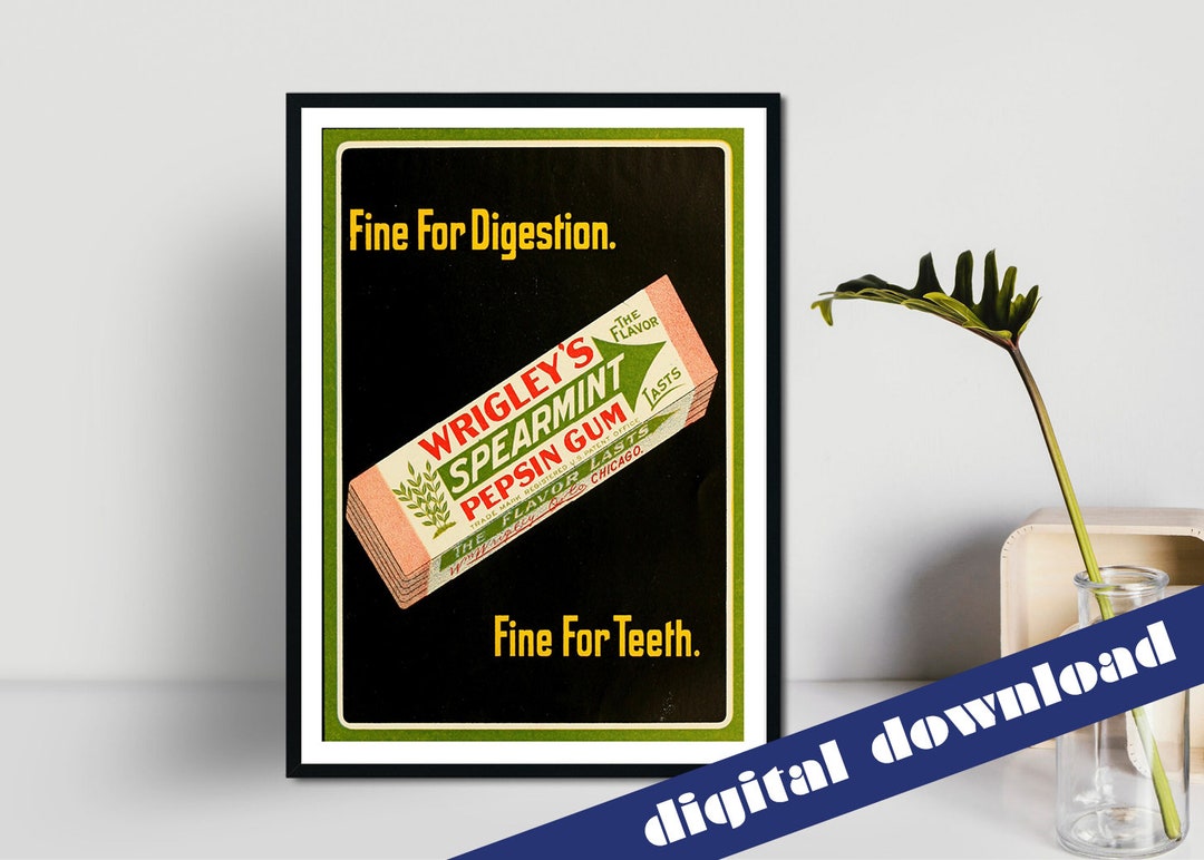 Spearmint Pepsin Gum Vintage Poster - Digital Printable A3 Download ...
