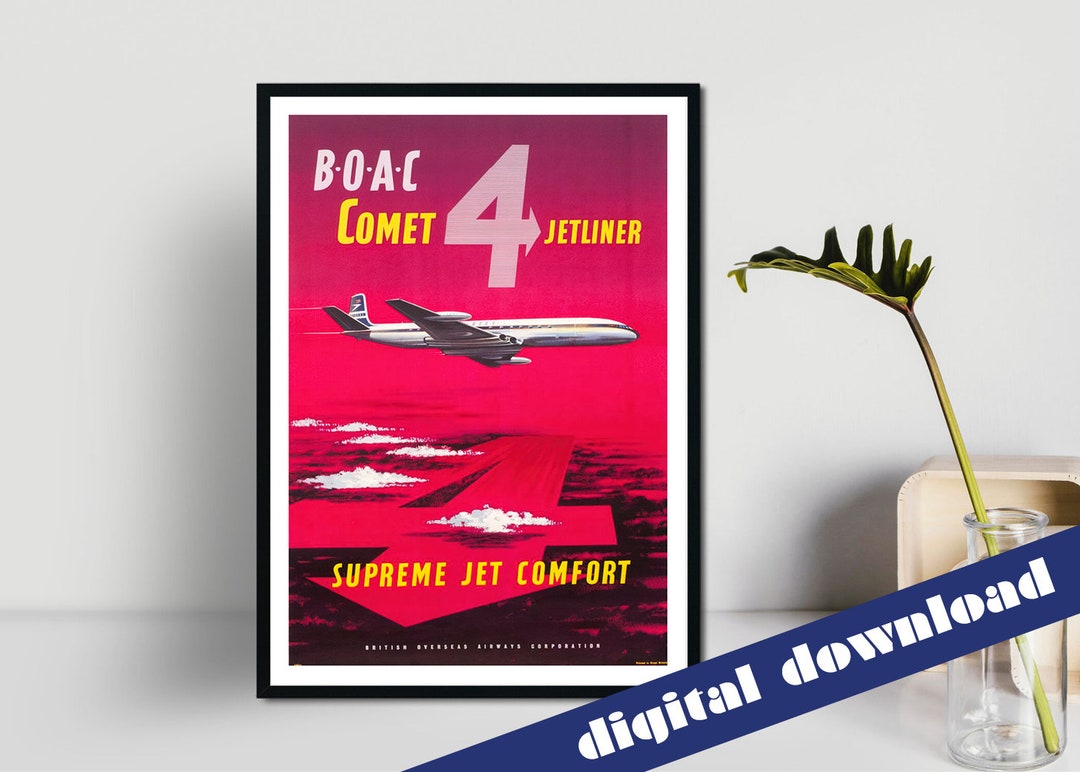 Comet 4 Jetliner British Overseas Airways Corporation Vintage Travel ...