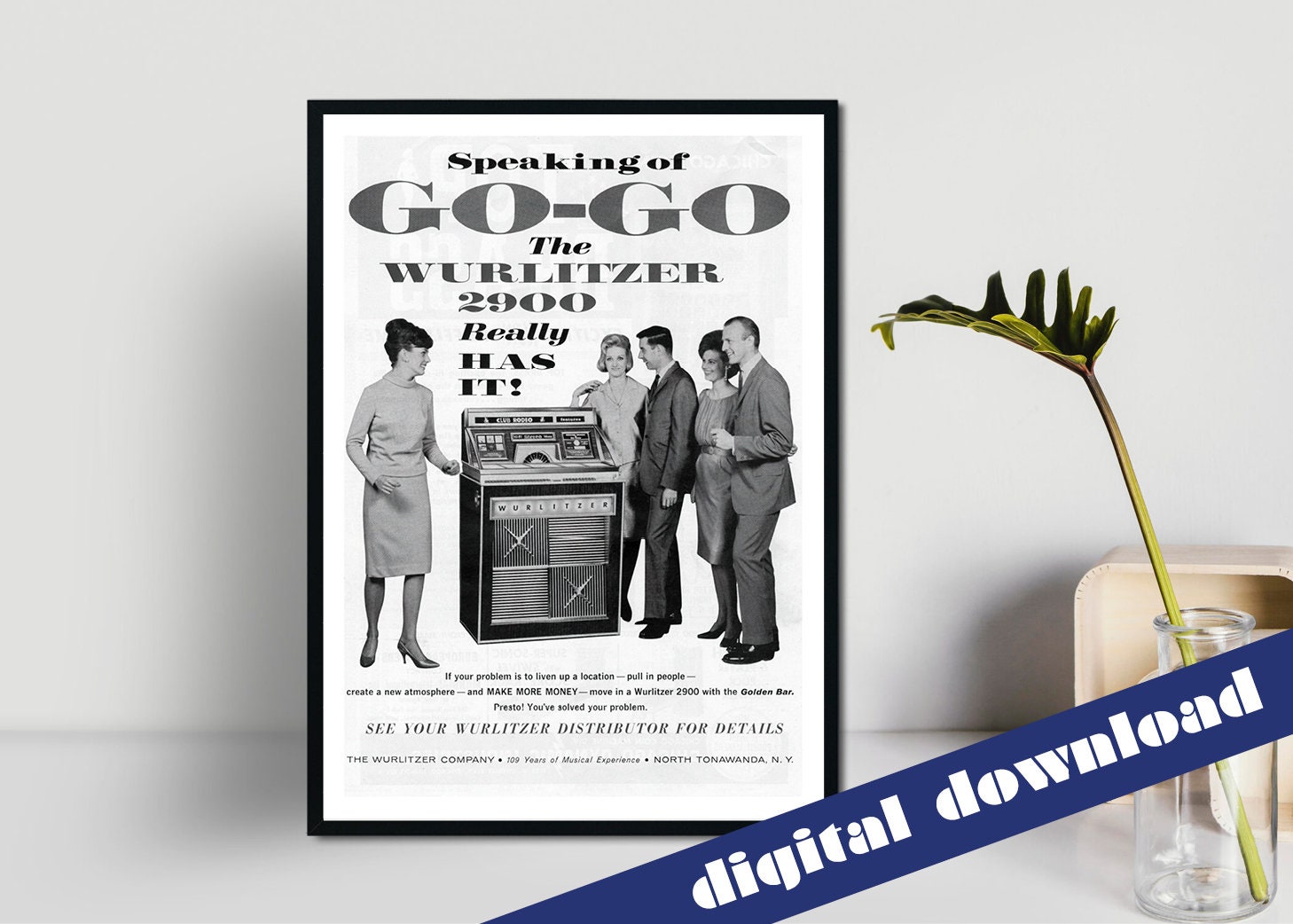 WURLITZER 2900 Jukebox Vintage Advertising Poster - Digital Printable ...