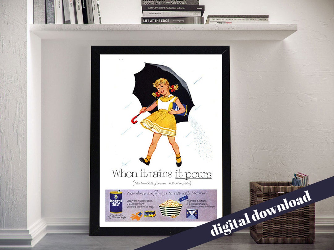 Vintage Morton Salt Girl Poster - Digital Printable A3 Download - Retro ...