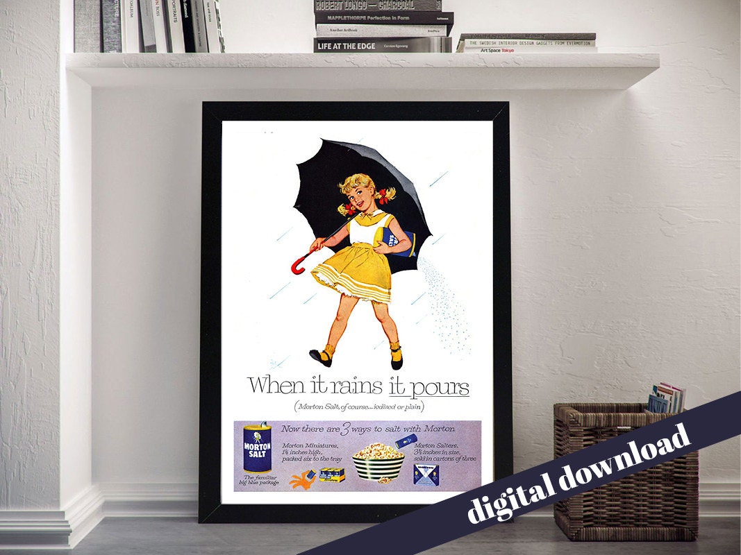 Vintage Morton Salt Girl Poster - Digital Printable A3 Download - Retro ...