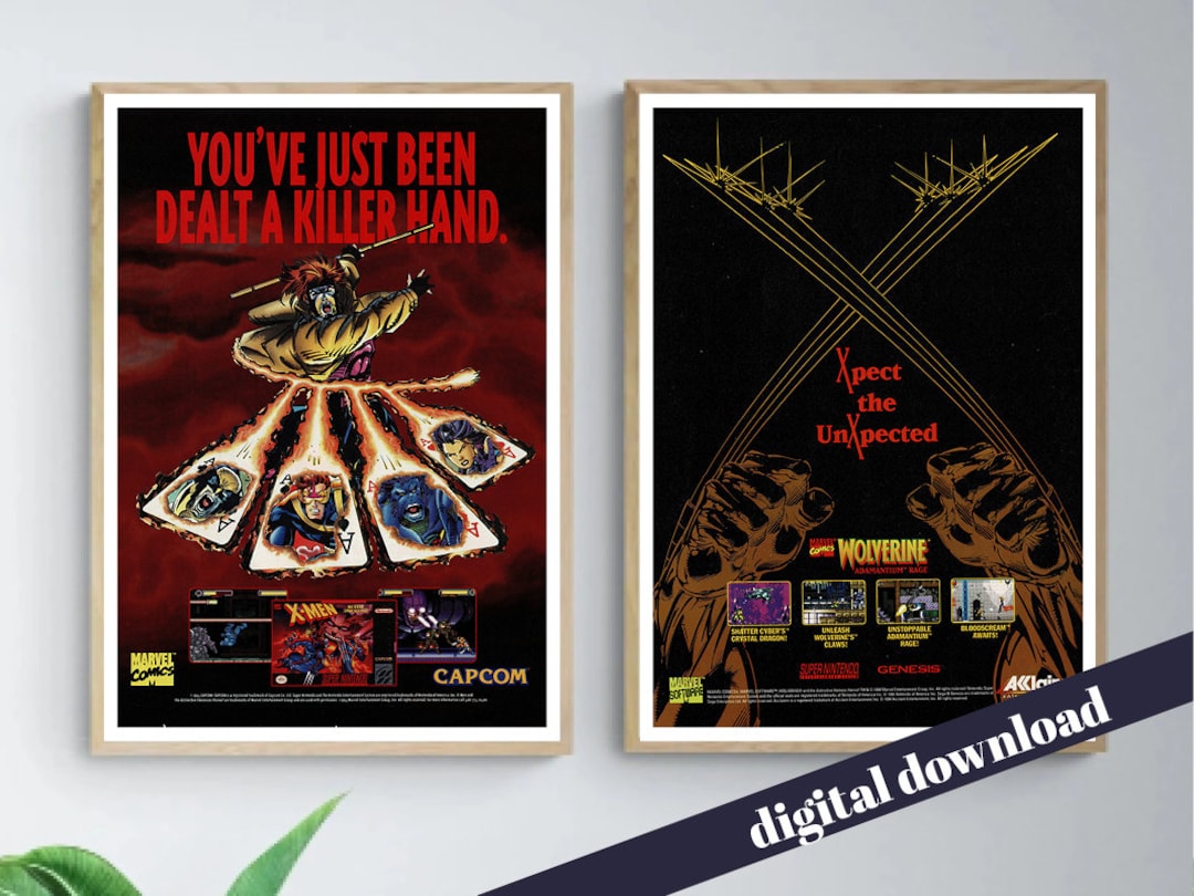 Pair 90s X-men Video Game Advert Poster - Digital Download - Retro ...