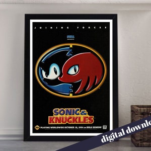 Pair 90s Sonic & Knuckles SEGA Video Game Advert Poster - Digital ...